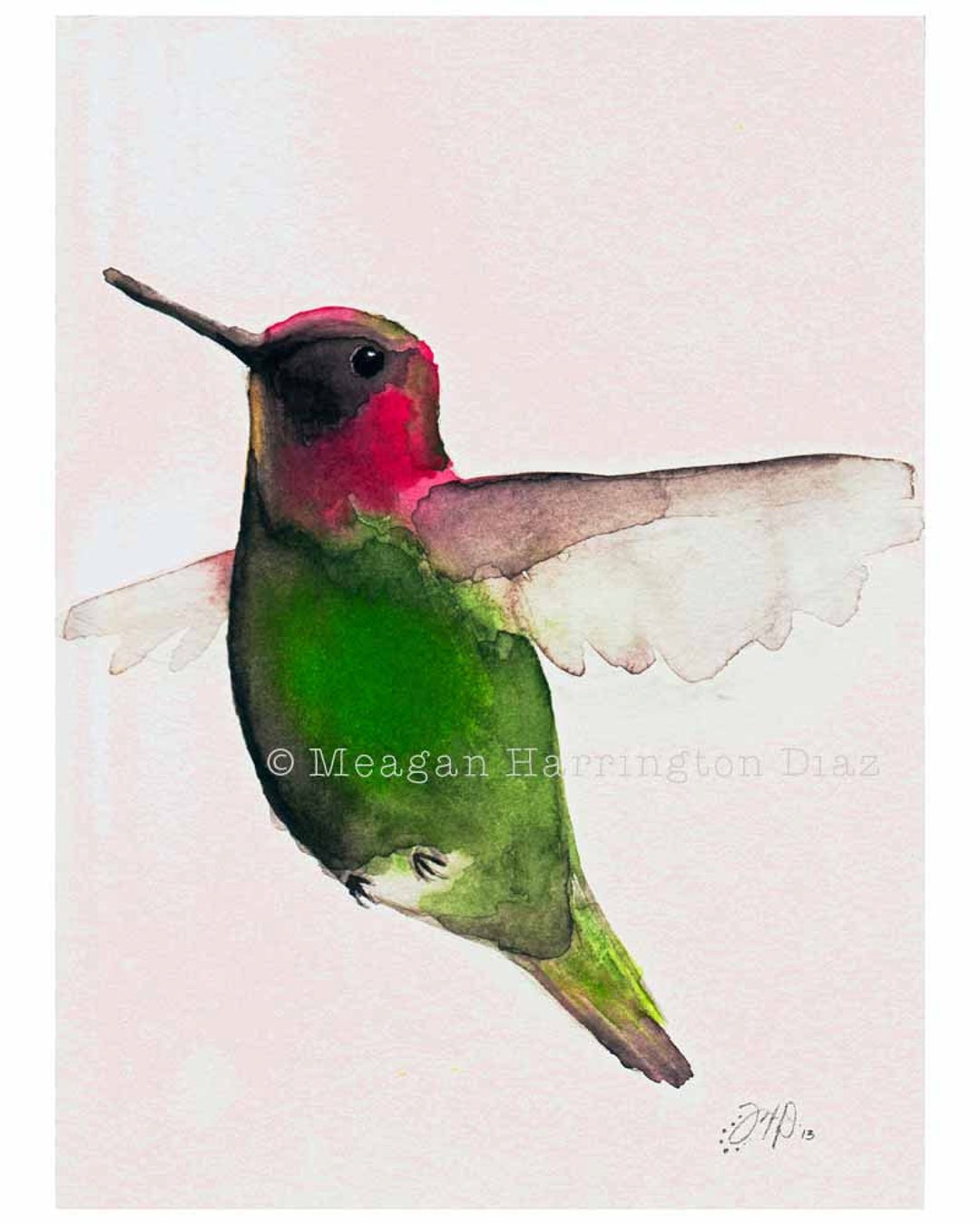 Hummingbird Watercolor - Anna's Hummingbird - LARGE Fine Art Print ...