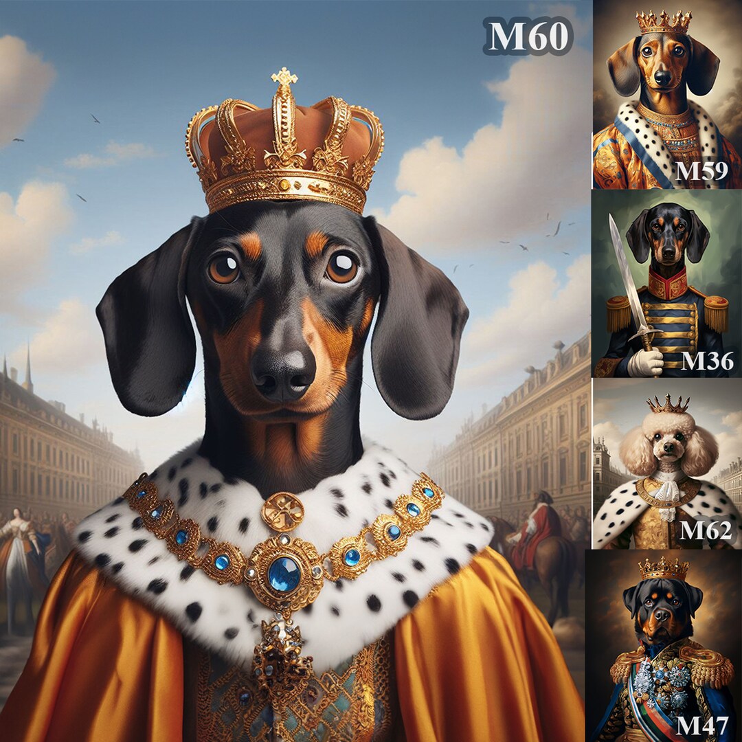 Dachshund King Custom Portrait Using Pet Photo, Dog Regal Portrait ...