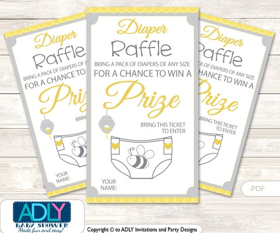 Babee Bumble Diaper Raffle Tickets Printable for Baby Babee Shower DIY ...