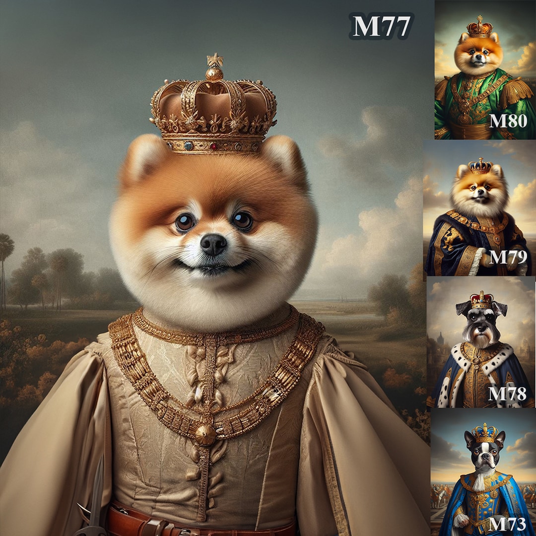 Prince Young Dog Portrait Using Photo, Royal King Pet Portrait,regal ...