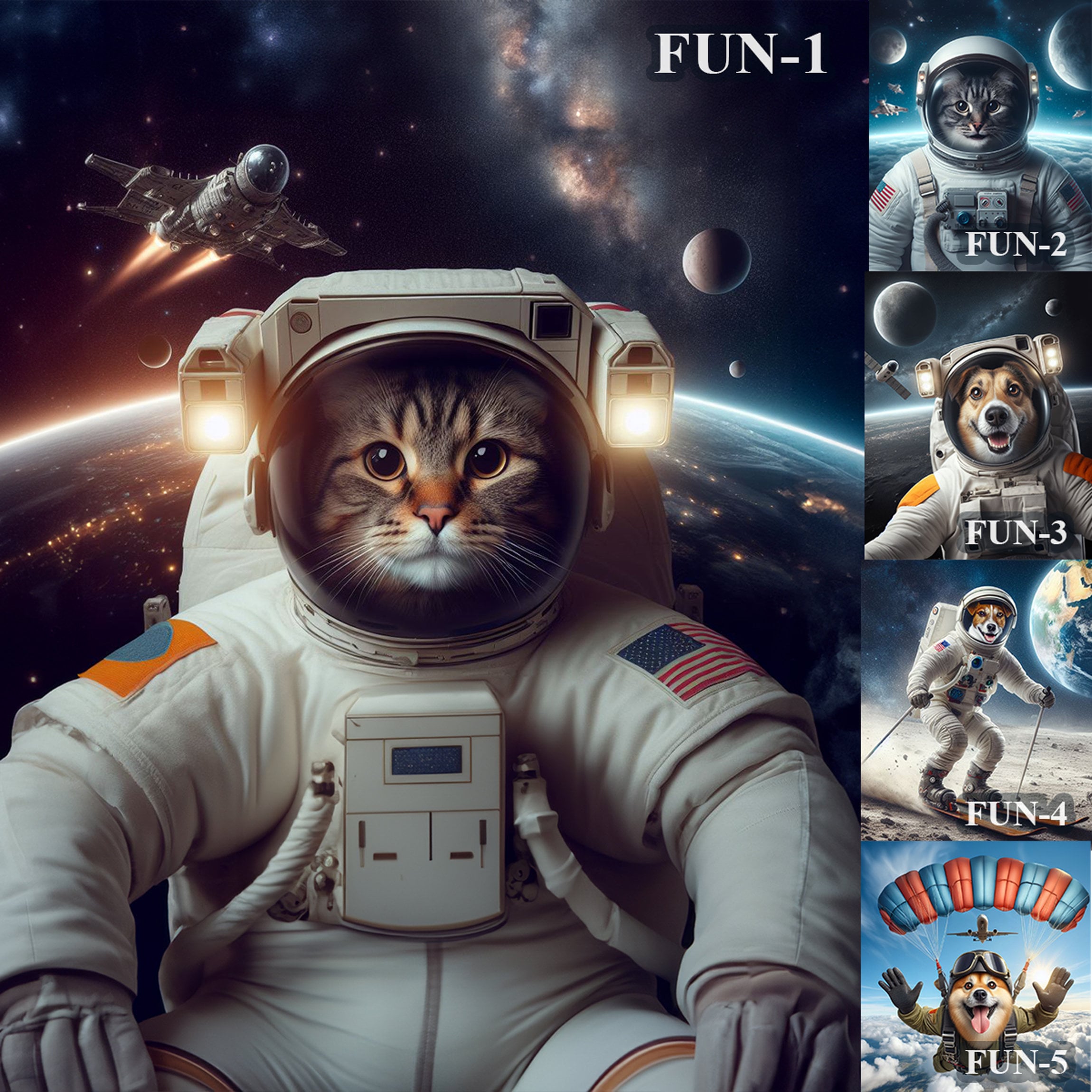 Custom Space Pet Portrait Using Photo, Astronaut Dog Portrait, Funny ...