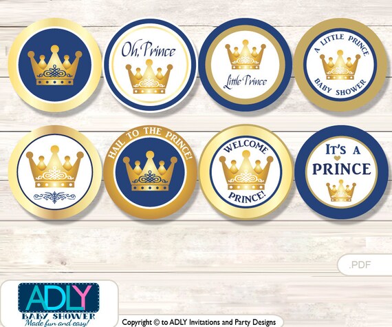 Prince Royal Cupcake Toppers for Baby Shower Printable DIY, favor tags ...