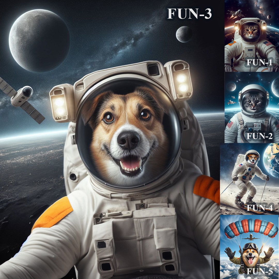 Custom Space Pet Portrait Using Photo, Astronaut Dog Portrait, Funny ...