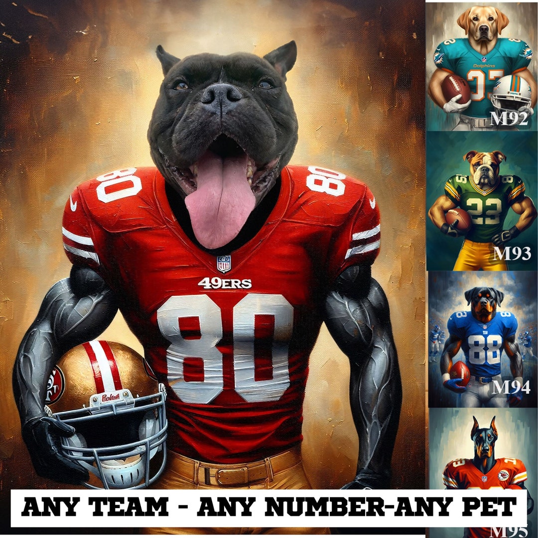 Custom NFL Football Lover Pet Portrait Using Your Pet Photo, Gift for ...