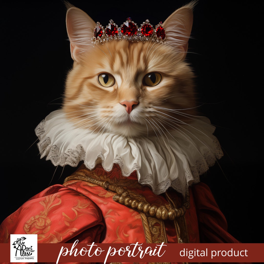 Custom Royal Cat Portrait, Renaissance Cat Painting, Pet Lovers Gift ...