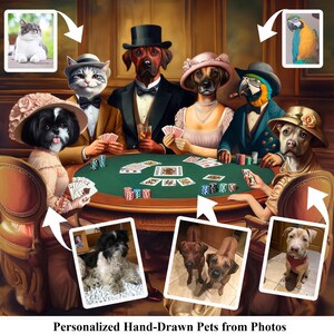 Two Dogs Playing Poker Custom Pet Portrait, Gift for Dad ...