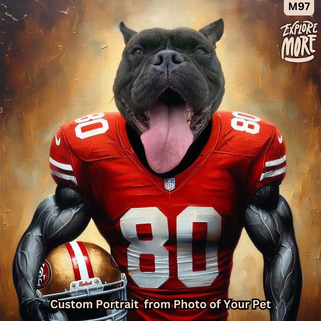 Custom NFL Football Lover Pet Portrait Using Your Pet Photo, Gift for ...