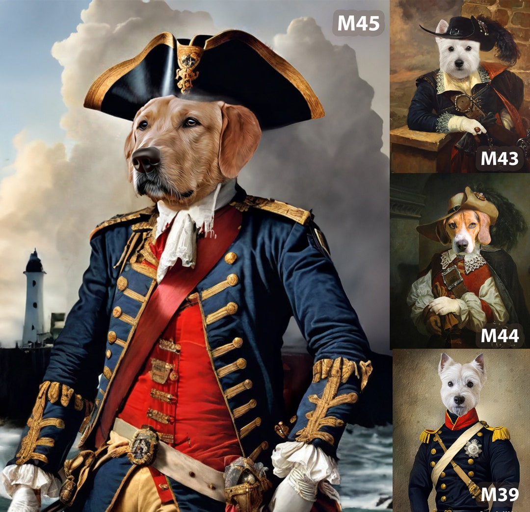 Custom Captain Pet Portrait, Royal Dog Portrait, Sea Shipmaster Pet ...