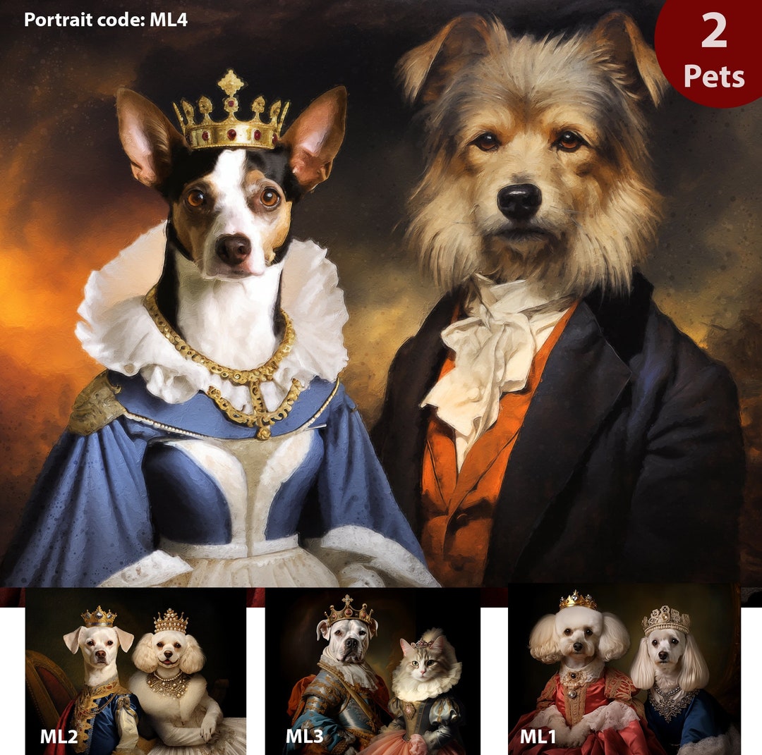 Two Dogs Custom Portrait, Custom Pet Portrait, Pet Portrait Custom Dog ...