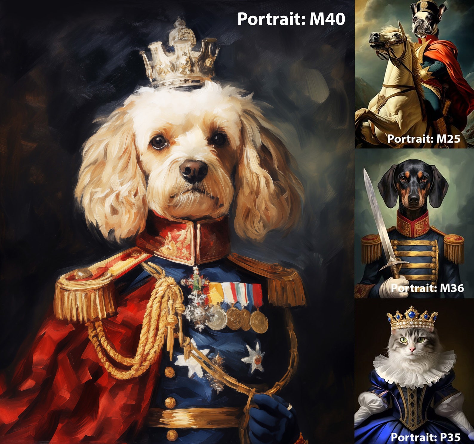 King Military Pet Painting Print Personalized Dog Painting, Pet Lovers ...