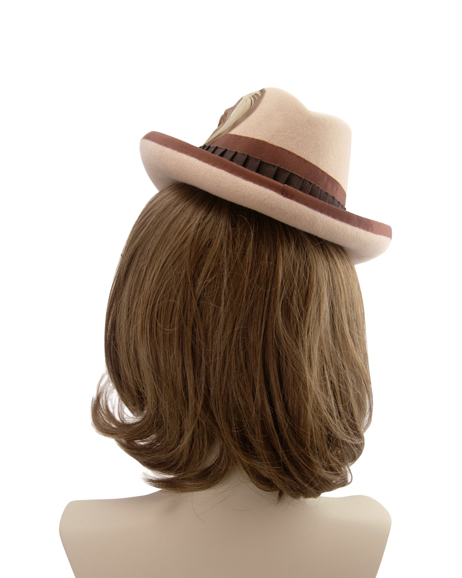 Vintage-Style Perching Homburg. Ivory Peach 1940s Tilt Hat. | Etsy