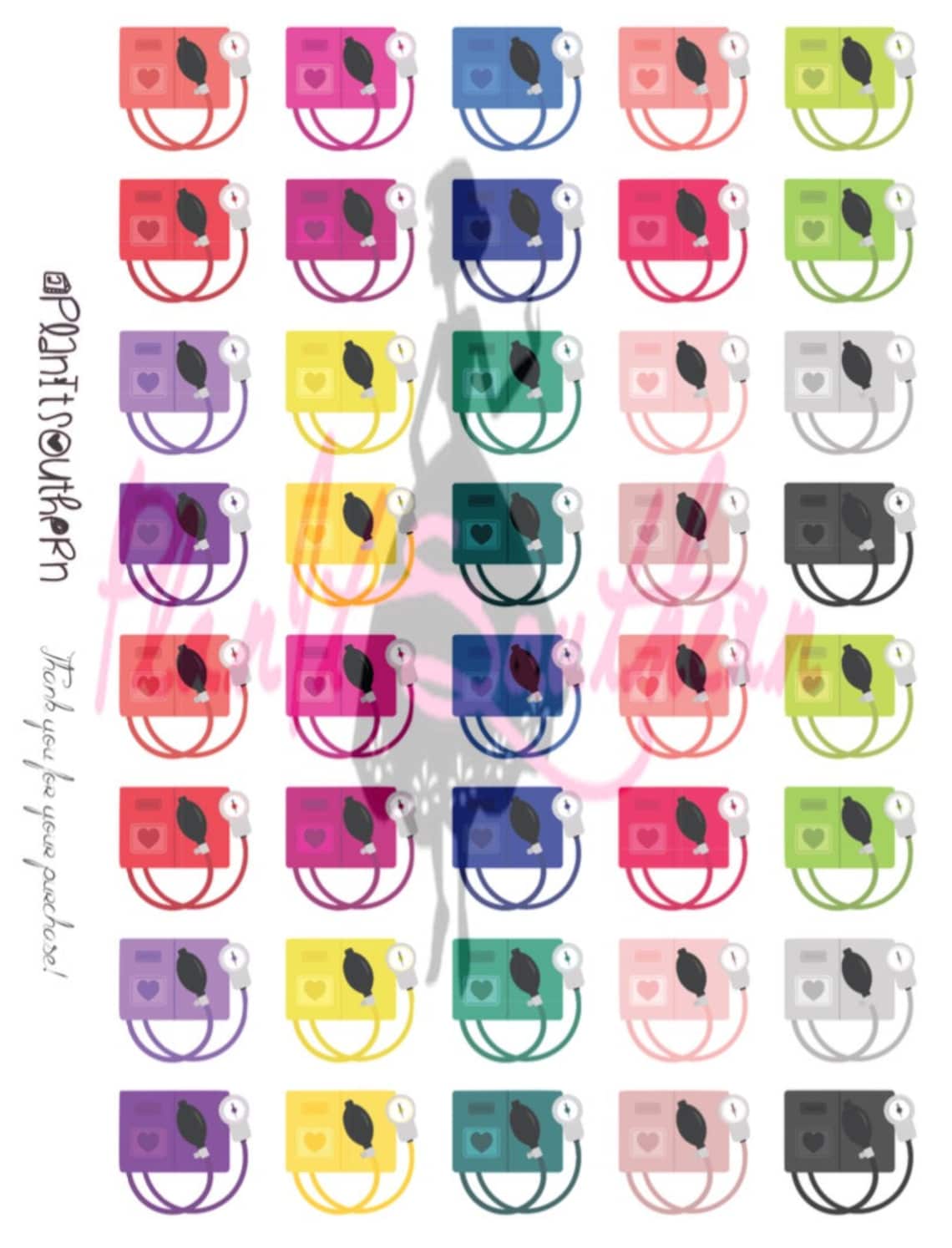 Blood Pressure Cuffs With Hearts / Planner Stickers / Travelers ...