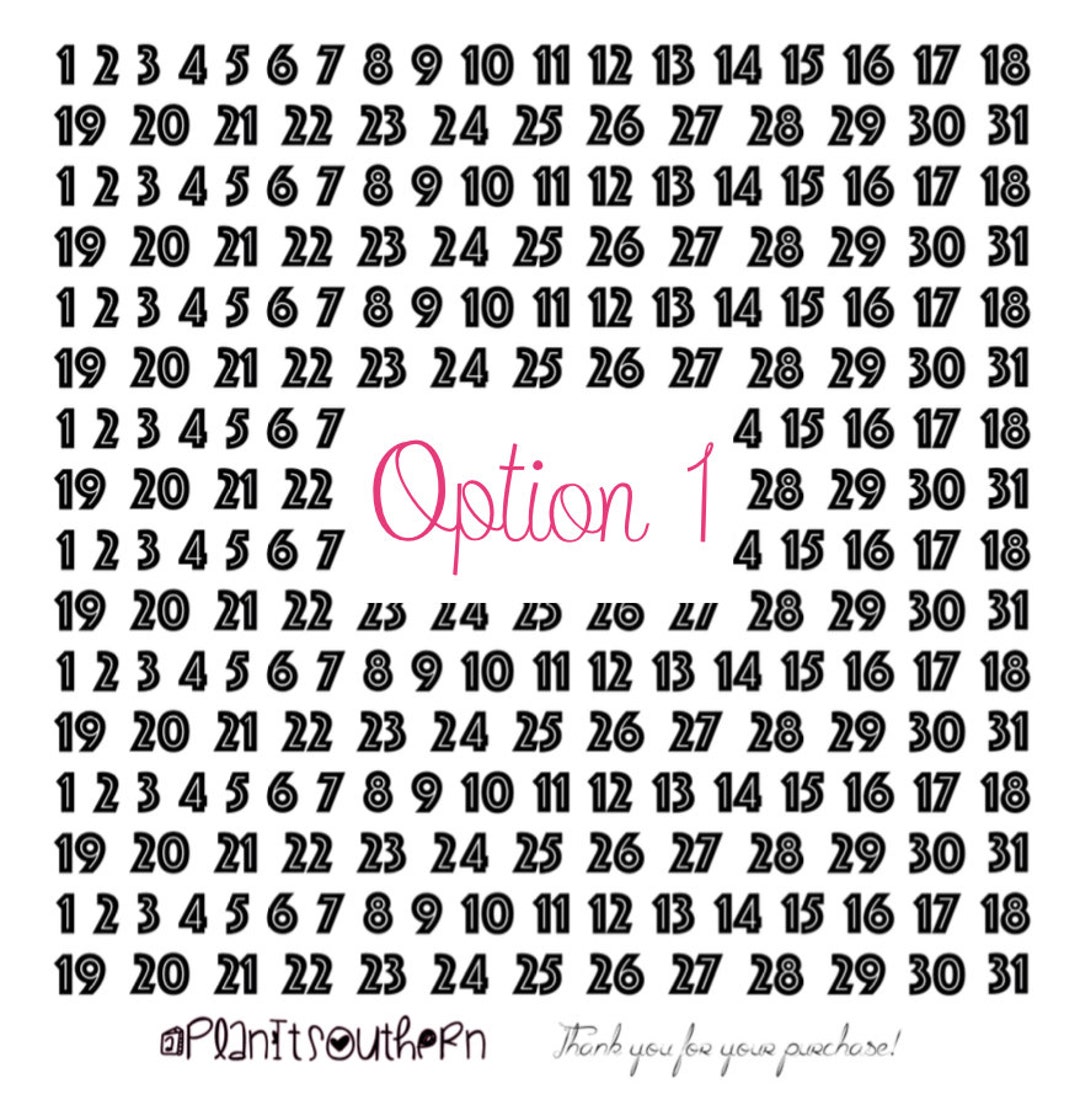 Calendar Numbers / Planner Stickers / Calendar Stickers / Travelers ...