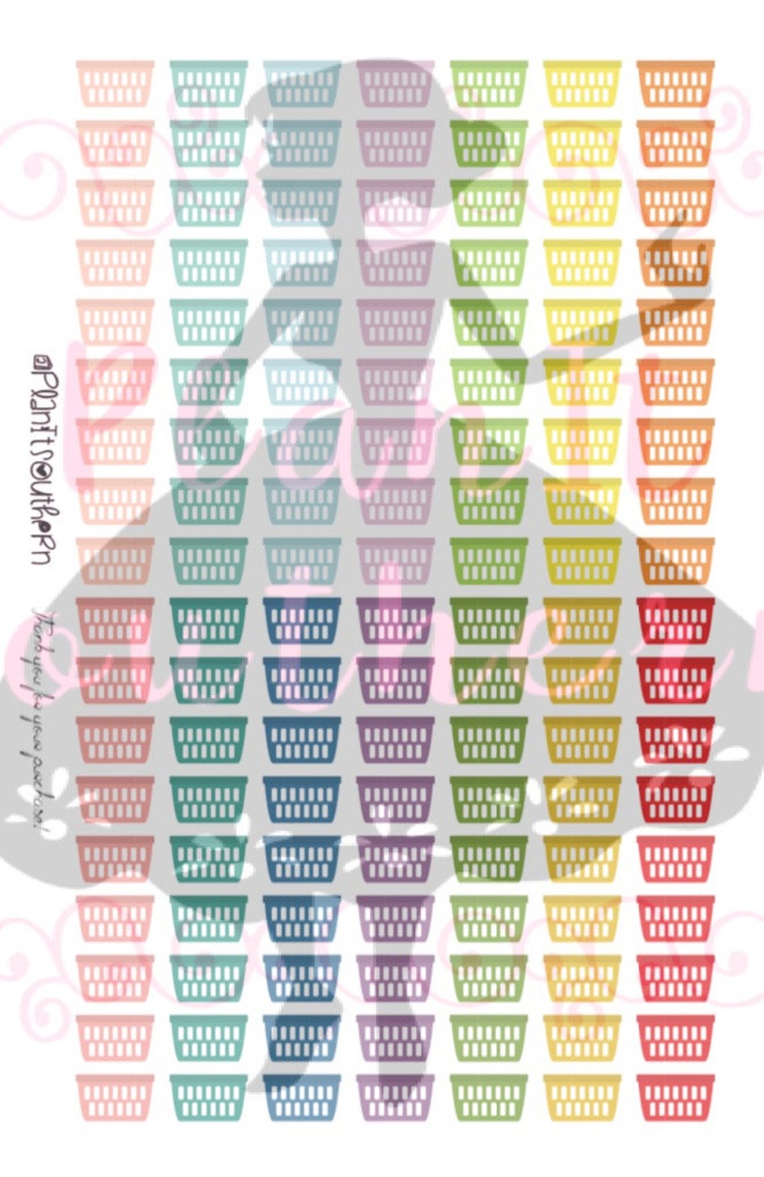 Laundry Baskets / Planner Stickers / Planner Icon / Travelers Notebook ...