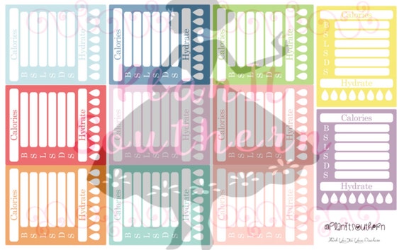Full Box Calorie Trackers / Planner Stickers / Planner Icon / | Etsy