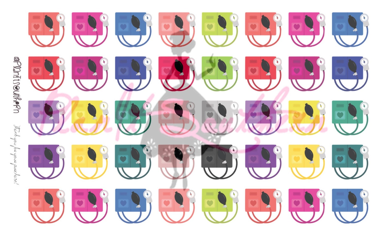 Blood Pressure Cuffs With Hearts / Planner Stickers / Travelers ...