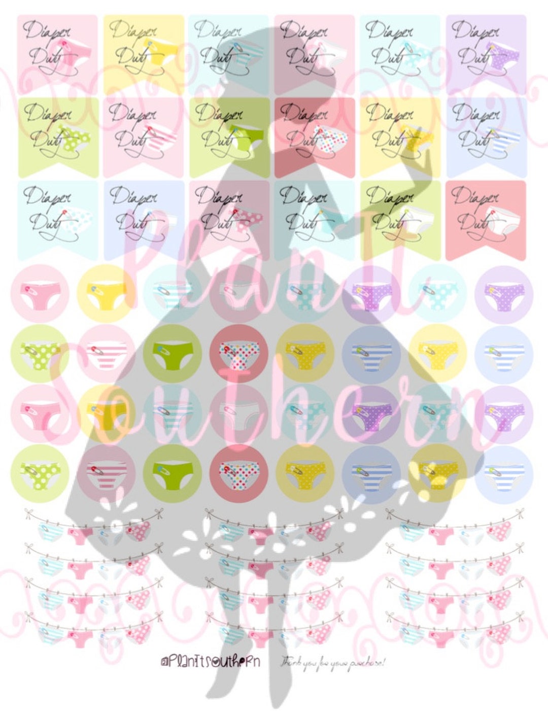 Diaper Duty Flags and Icons / Planner Stickers / Planner Icon ...