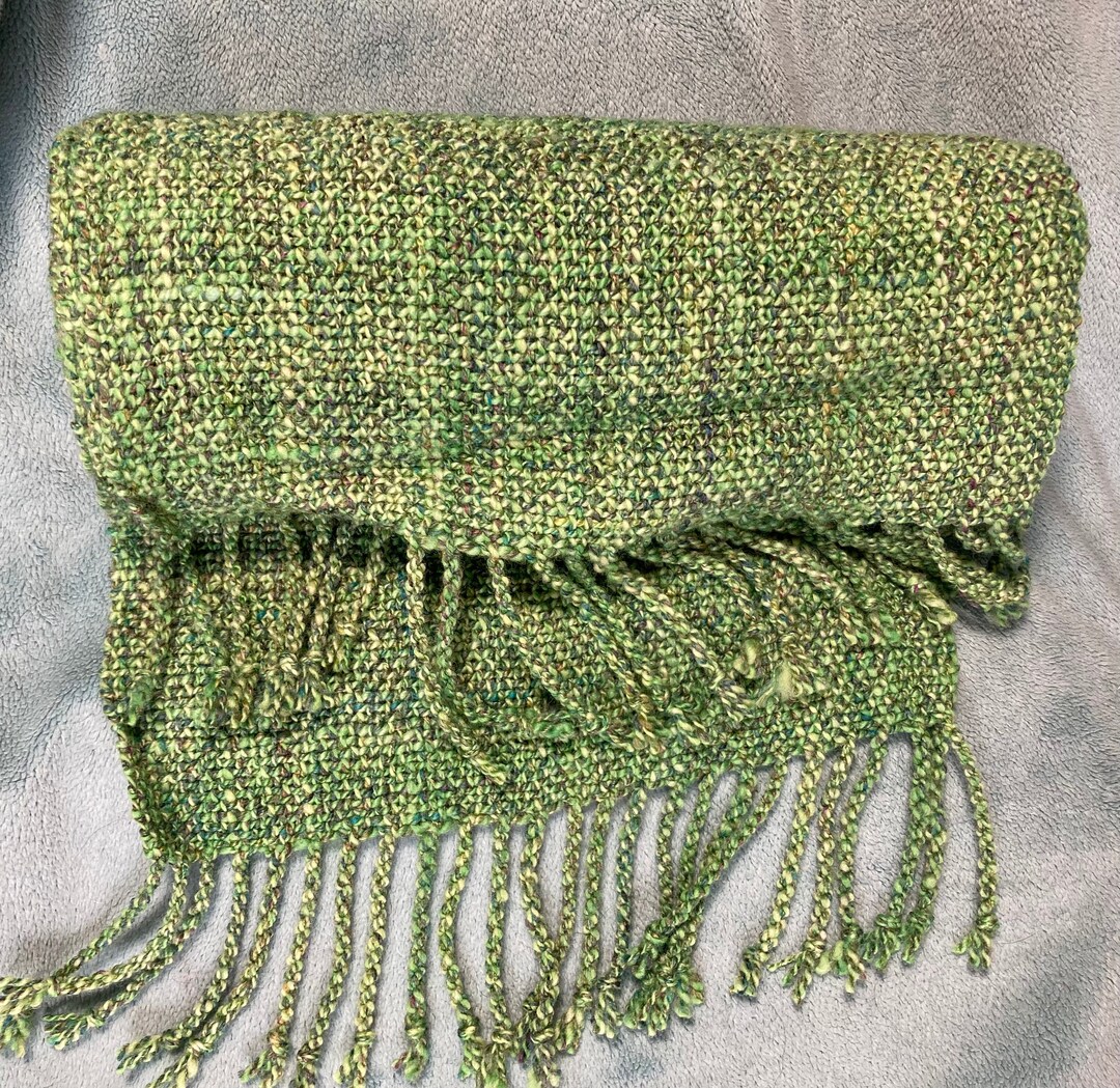 Sprouts - Hand Woven, Hand Spun, Wool and Silk Scarf - Etsy