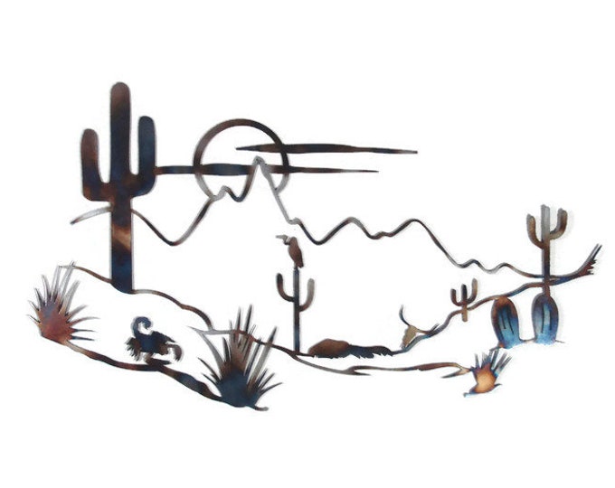 Southwestern Mountain Desert Metal Art Wall Sculpture - Etsy
