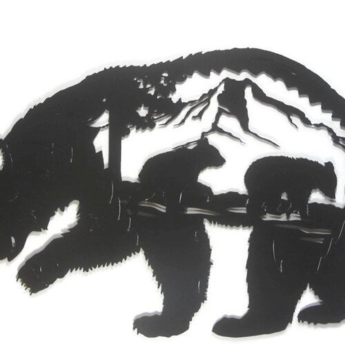 Bear Scene Metal Art - Etsy