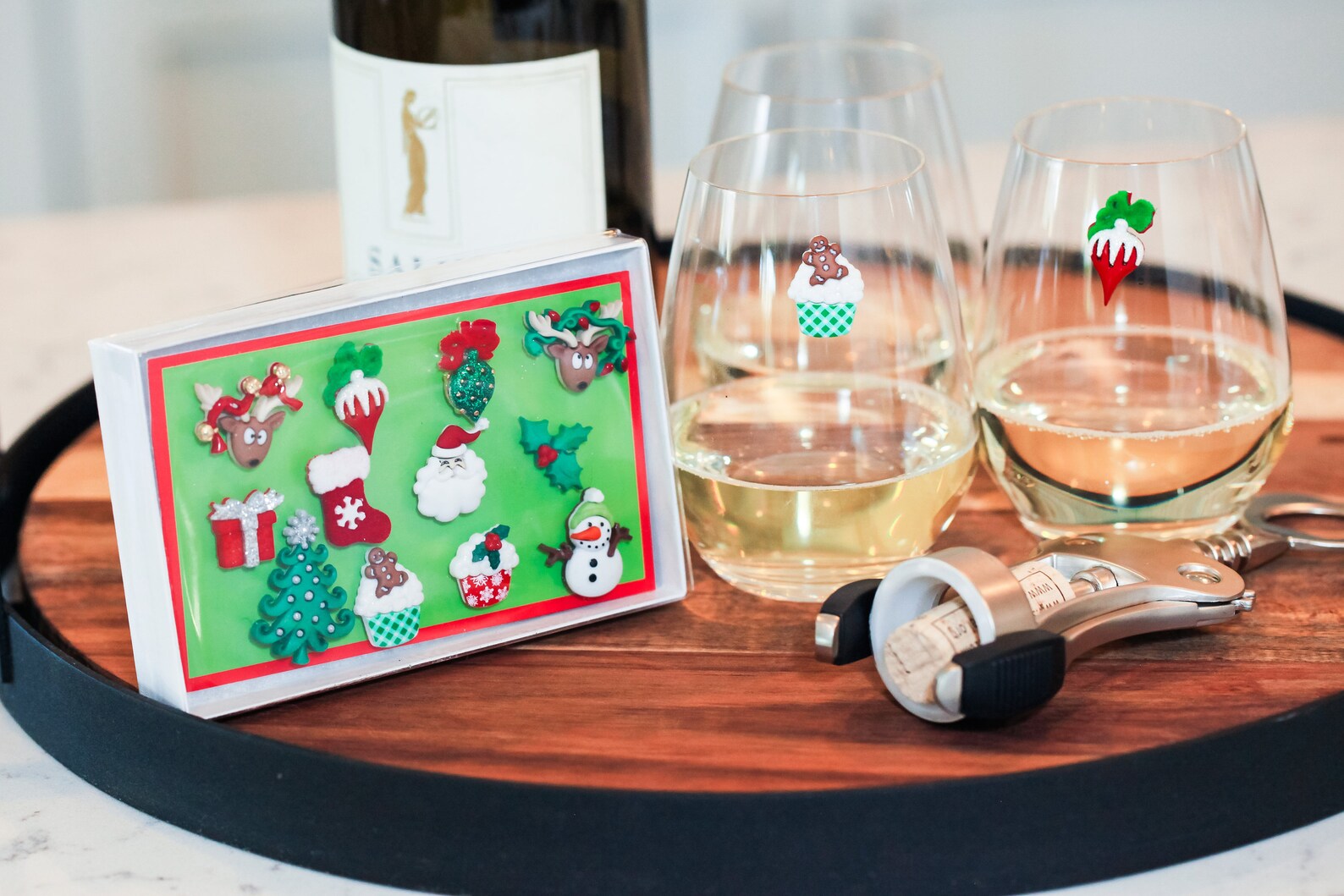 Christmas Magnetic Wine Glass Charms for Entertaining - Etsy