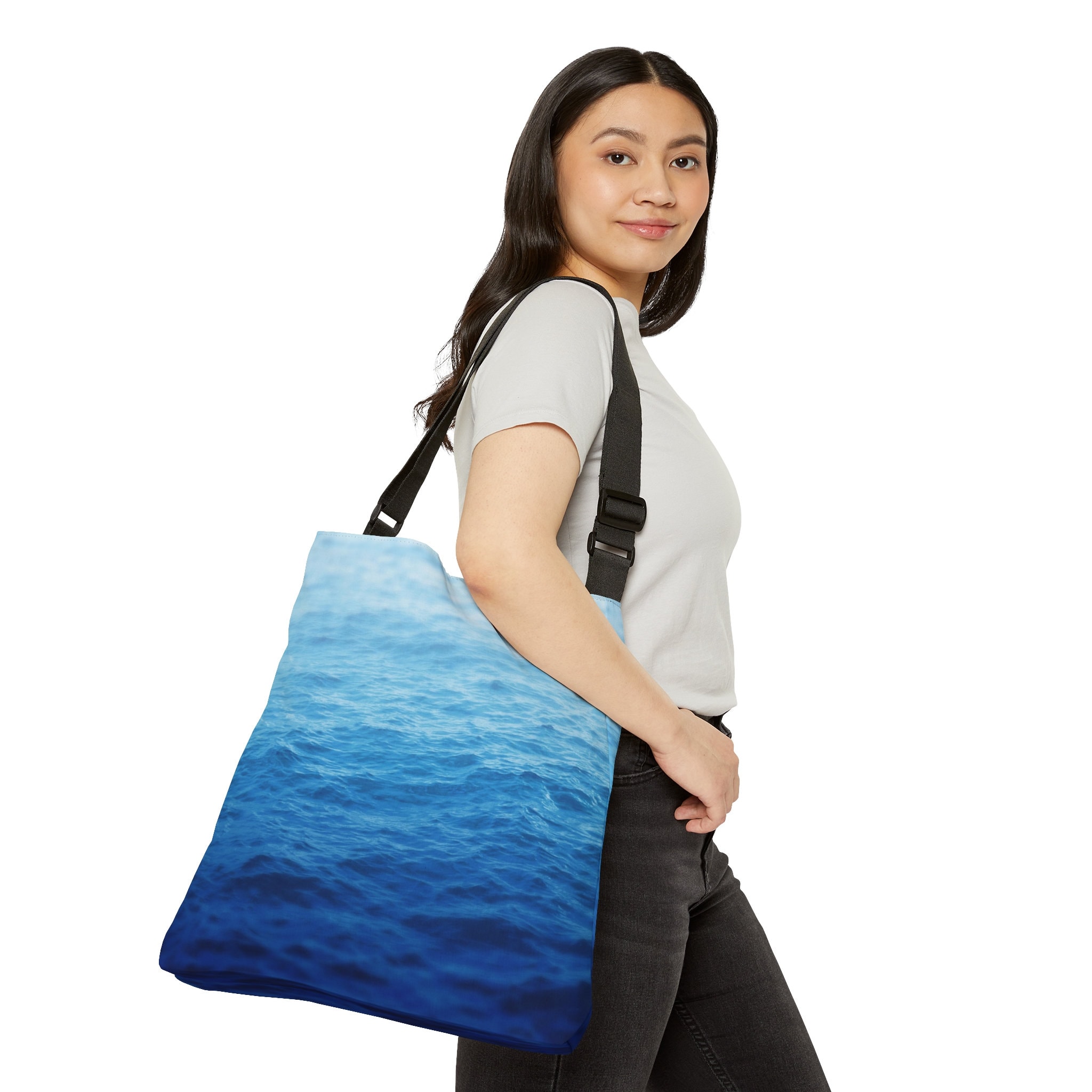 Caribbean Waters Tote Bag, Blue Ocean Water Style Carrier Sling Tote ...