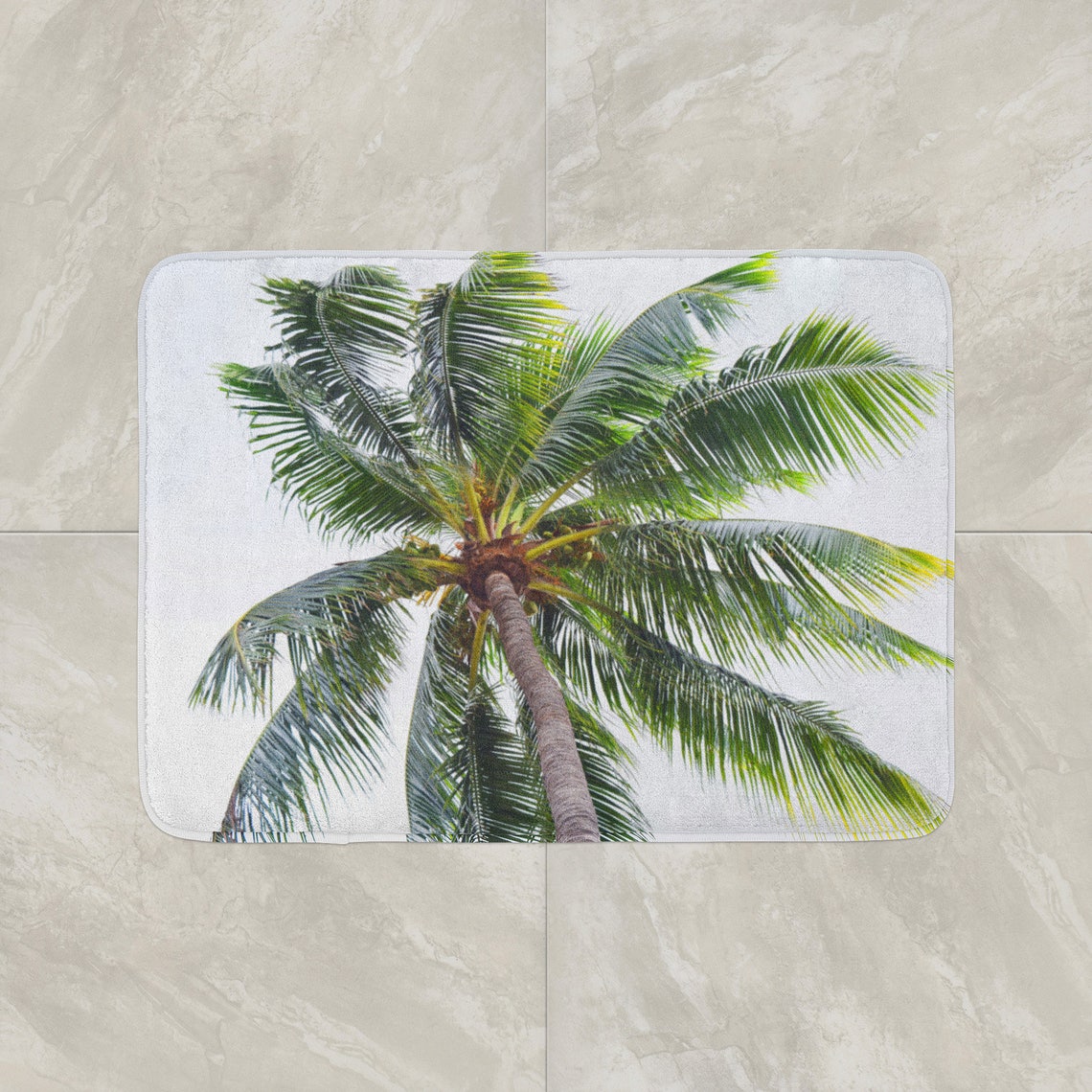 Caribbean Palm Bath Mat Beach Tropical Surf Style Palm Tree - Etsy