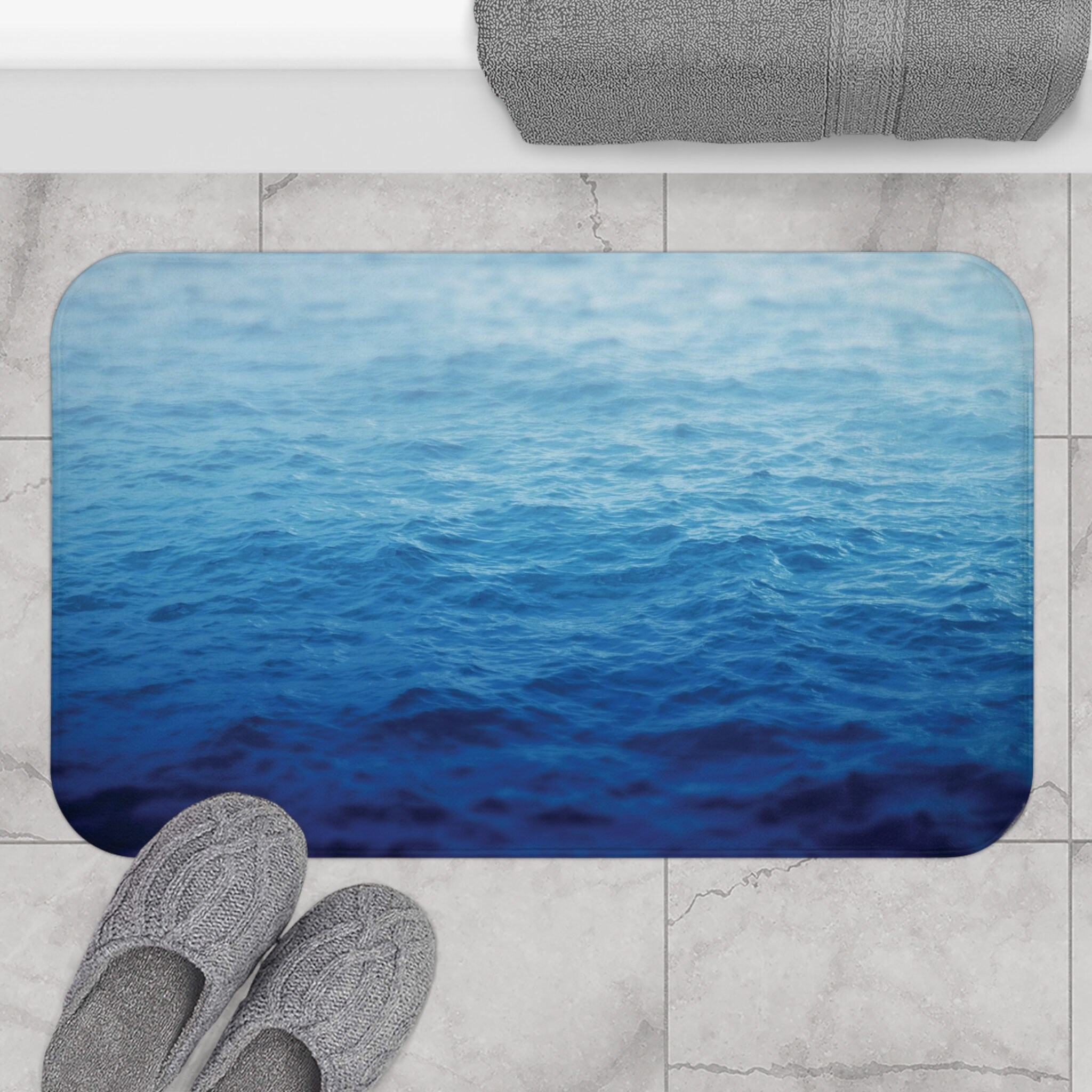 Caribbean Waters Bath Mat Ocean Ombre Blue Beach Surf Style - Etsy
