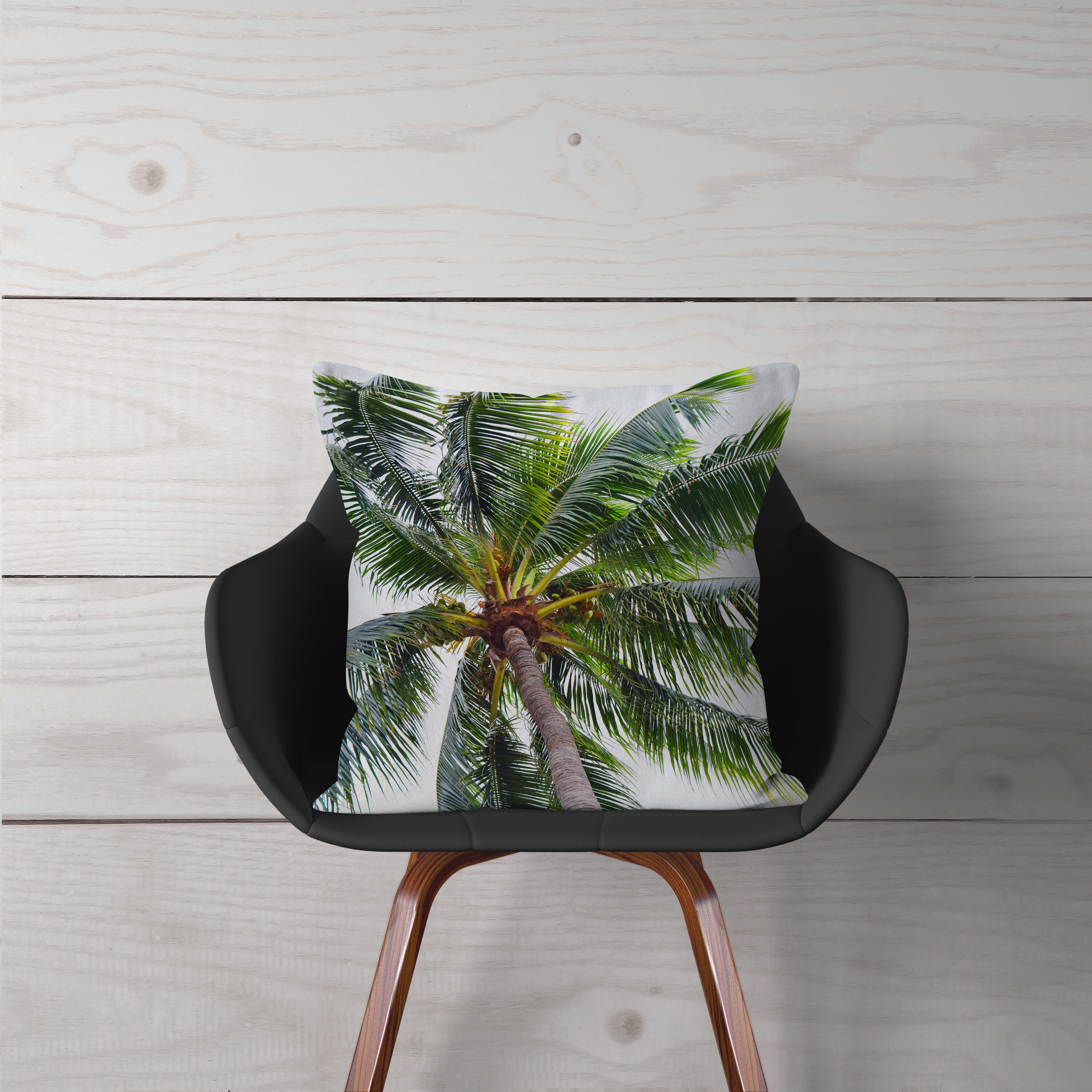 Caribbean Palm Throw Pillow, Green Palm Tree Decor Beach Tropical Style ...