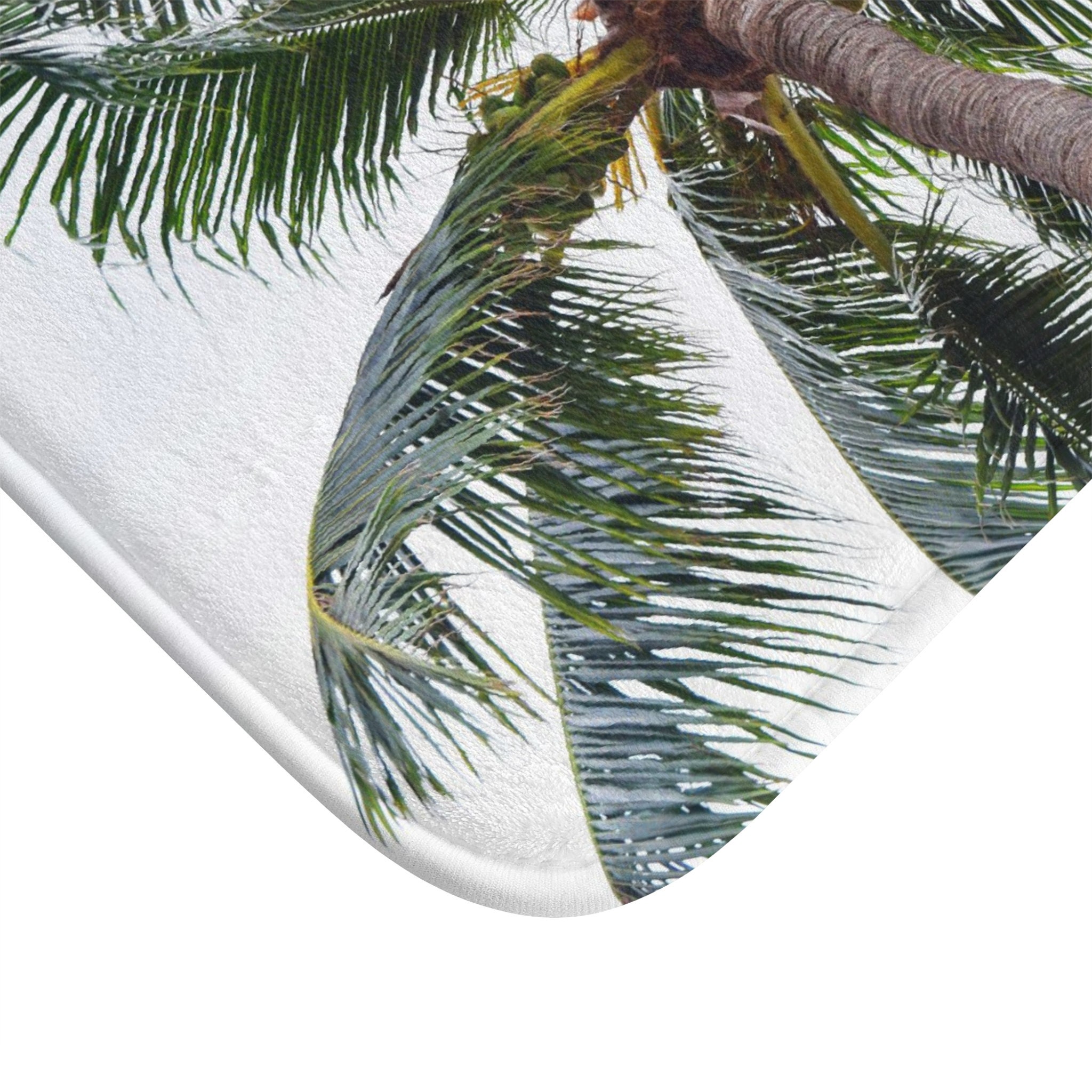 Caribbean Palm Bath Mat, Beach Tropical Surf Style Palm Tree Accent ...