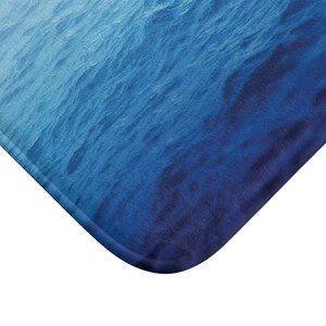 Caribbean Waters Bath Mat, Ocean Ombre Blue Beach Surf Style Bathroom ...