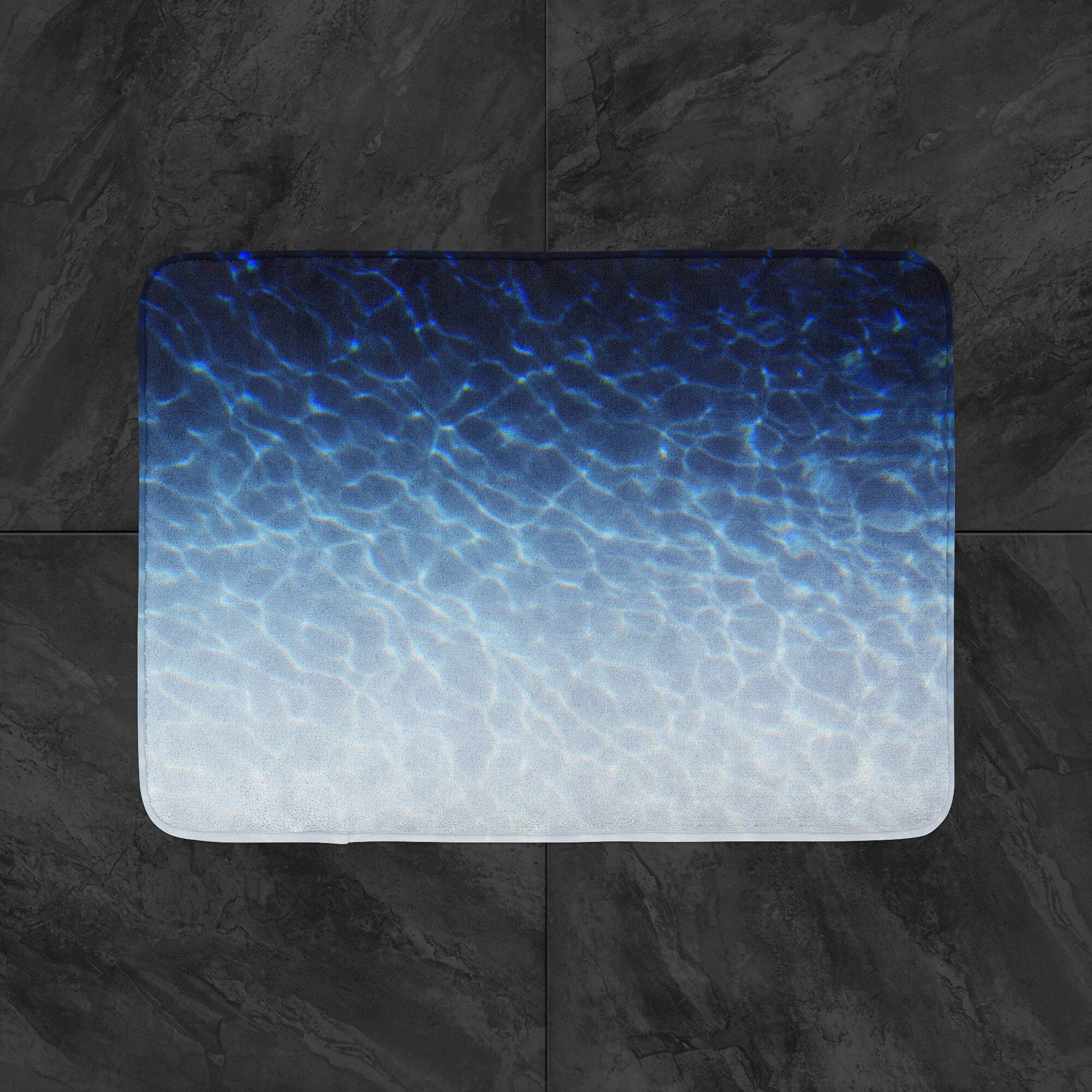 Belize Blue Bath Mat, Coastal Blue Ombre Blue Ocean Surf Beach Tropical ...