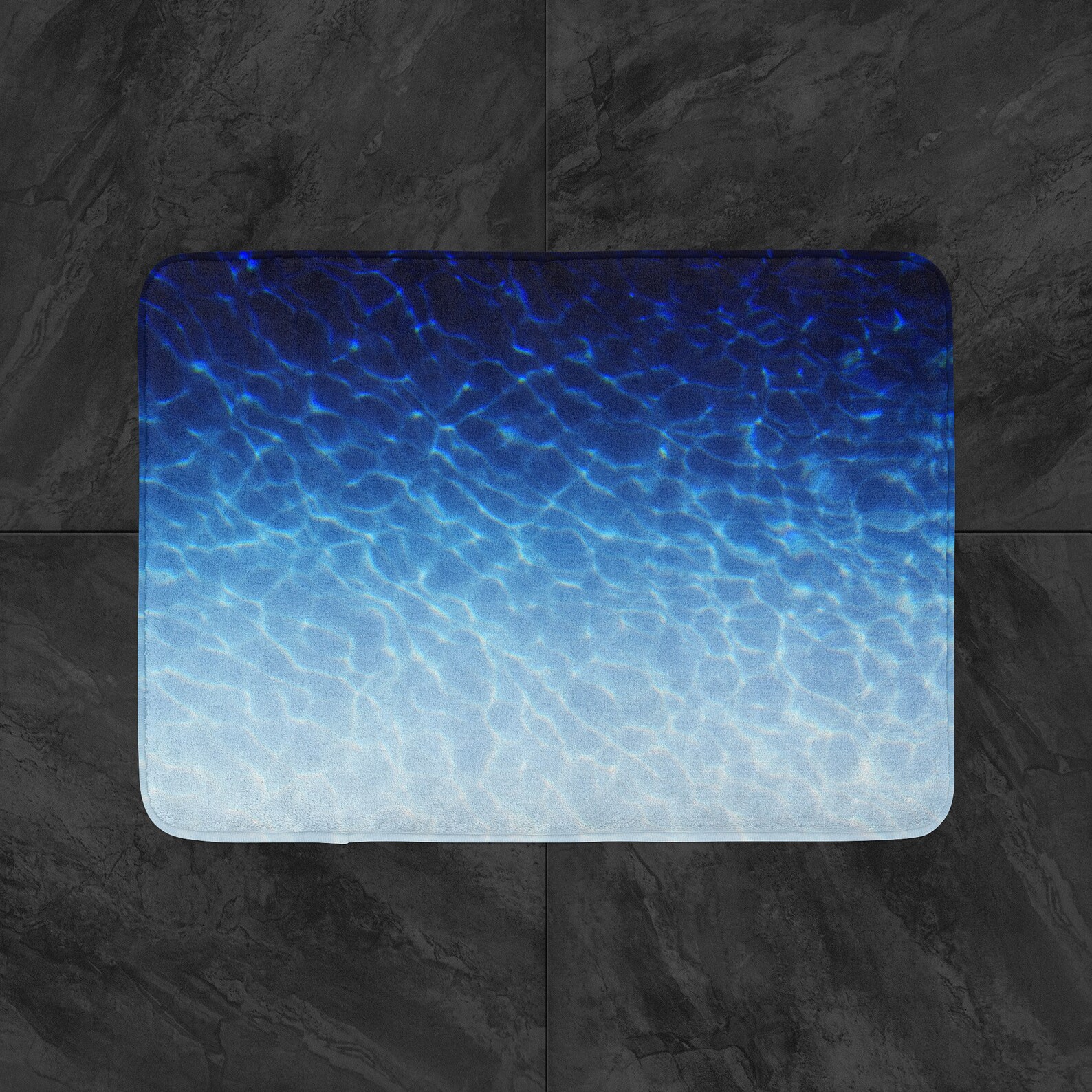 Marina Blue Bath Mat, Surf Ocean Nautical Style Beach Bathroom Mat, Non ...