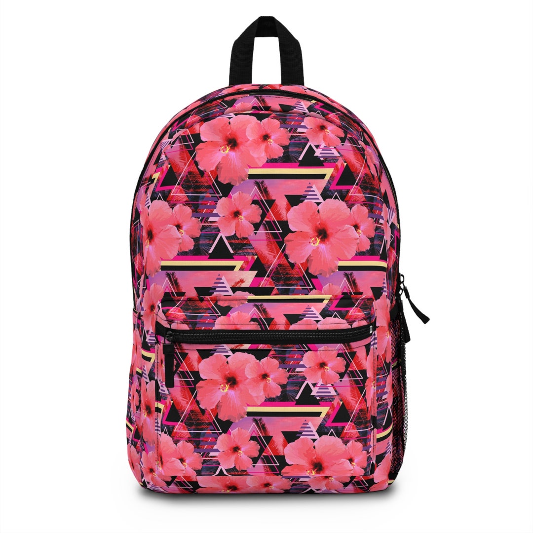 Hibiscus Love Backpack, Pink and Purple Beach Surf Boho Chic Floral ...