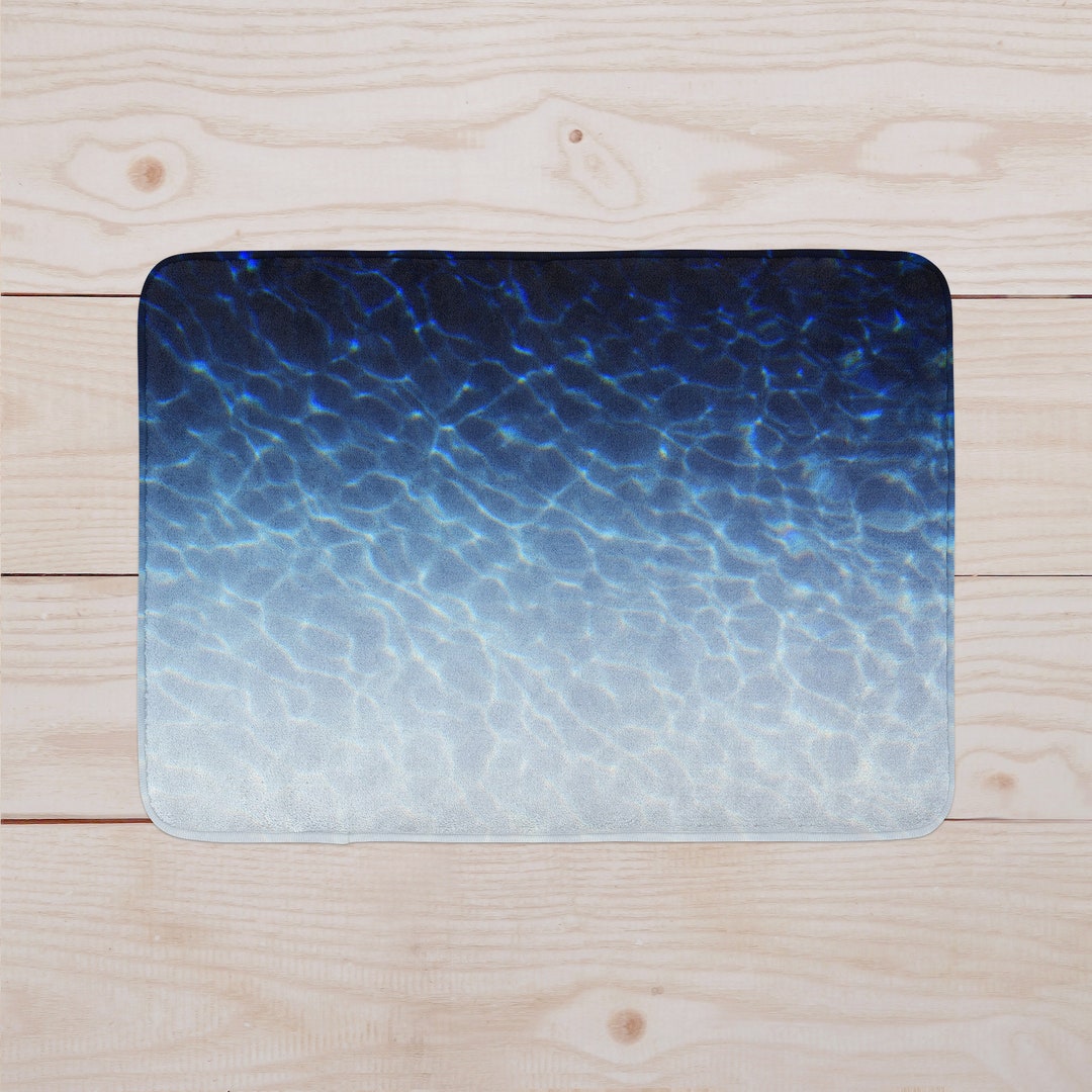 Belize Blue Bath Mat, Coastal Blue Ombre Blue Ocean Surf Beach Tropical ...