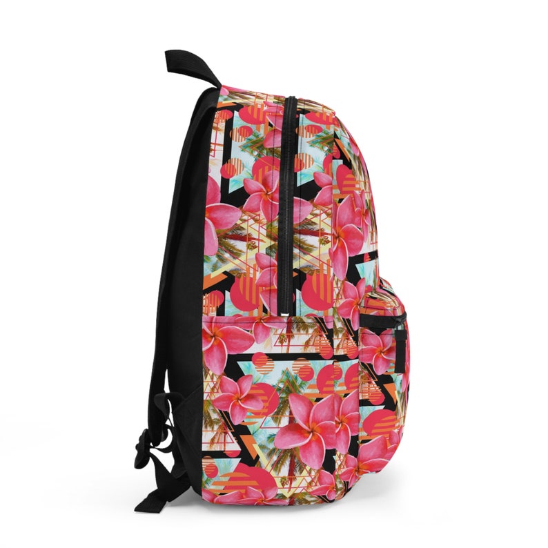 Sunset Pink Plumeria Flowers Backpack, Pink & Orange Floral Beach Surf ...