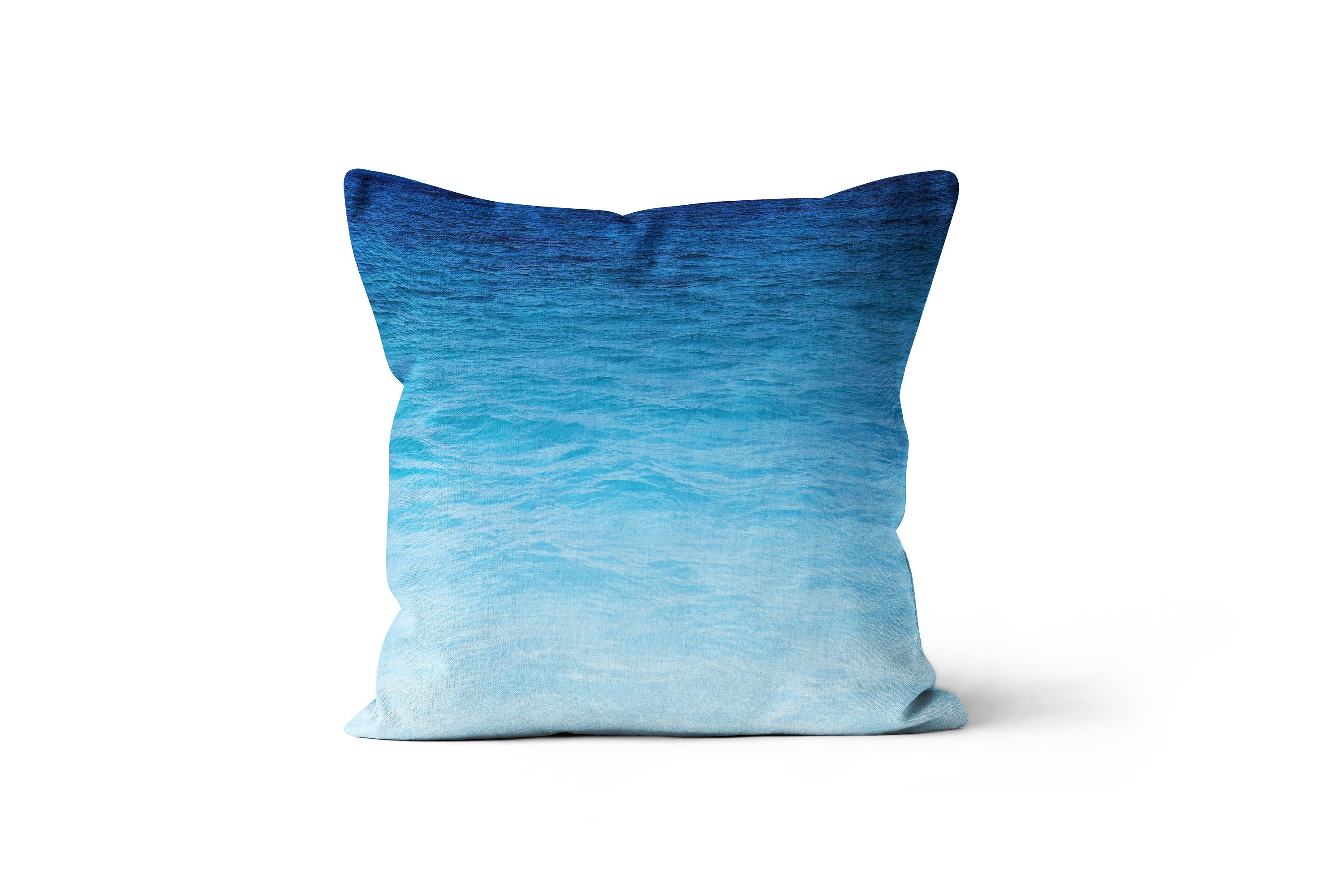 Sapphire Sea - Throw Pillow, Ocean Blue Ombre Surf Style Beach Bungalow ...