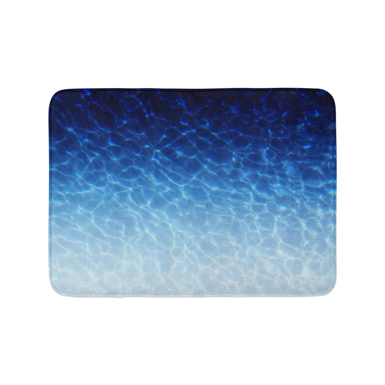Marina Blue Bath Mat, Surf Ocean Nautical Style Beach Bathroom Mat, Non ...