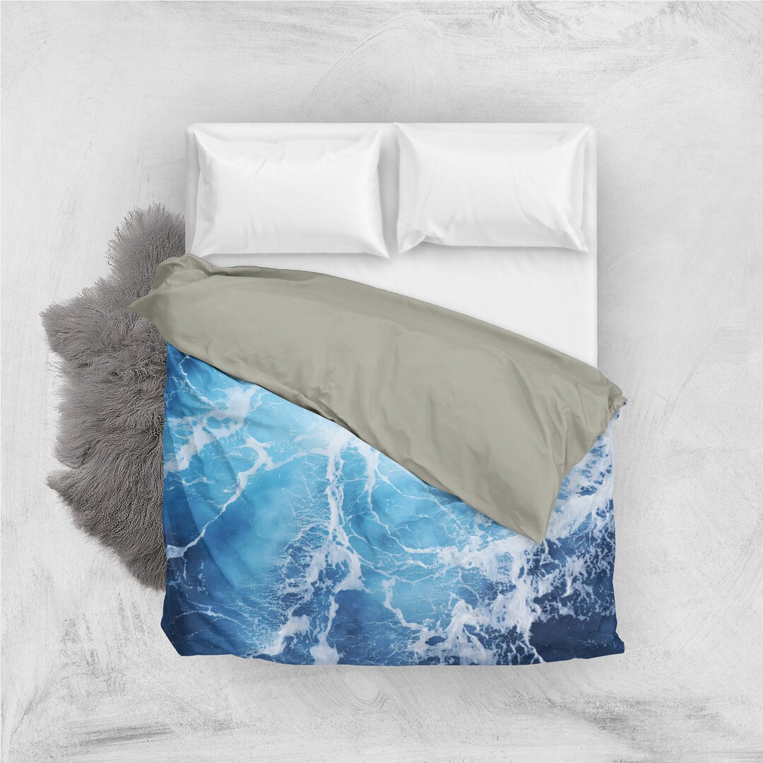 Blue Ocean Surf Duvet Cover, Deep Blue Sea Nautical Style Decor Bedding ...