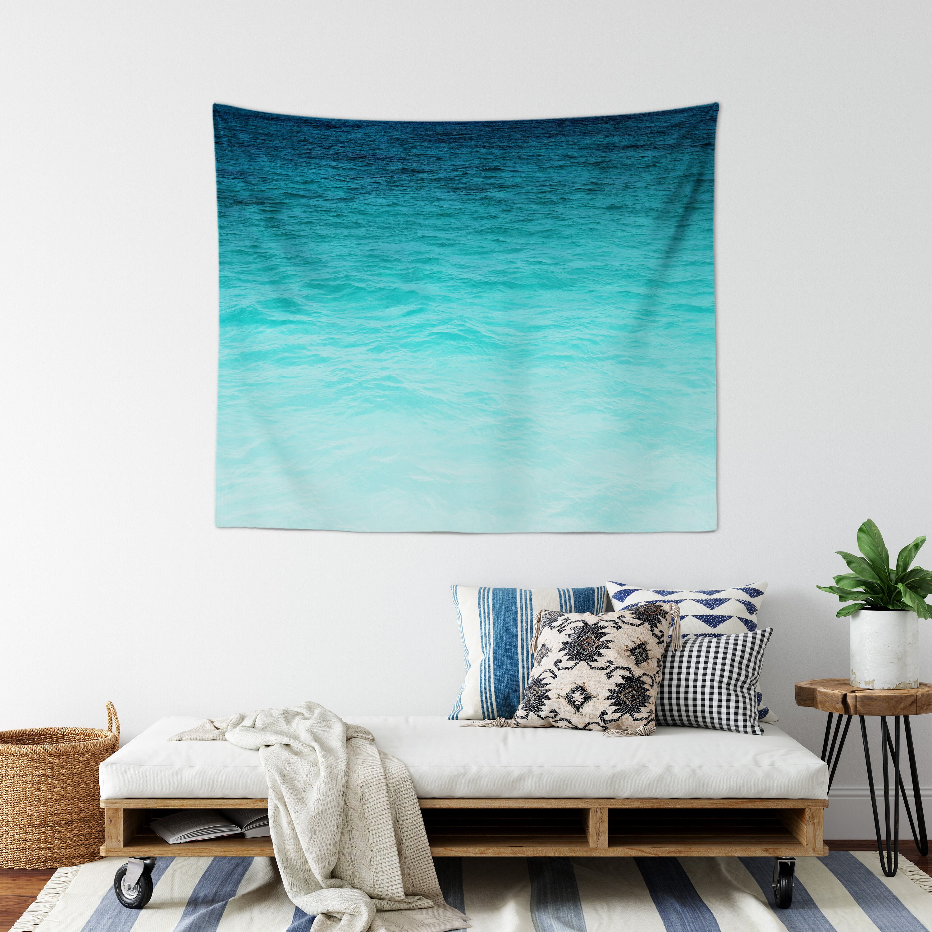 Grand Cayman Waters - Wall Tapestry, Tropical Style Turquoise Ocean ...
