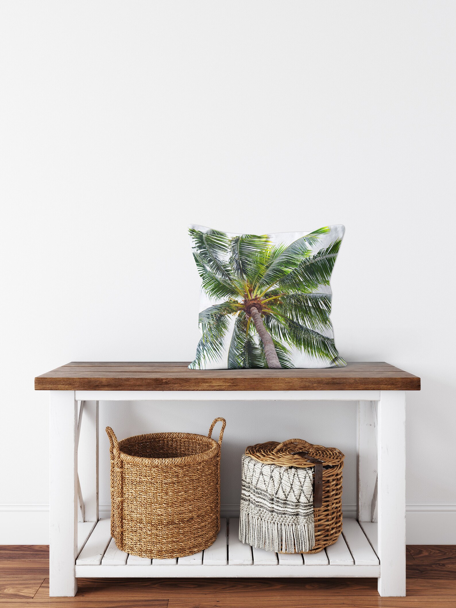 Caribbean Palm Throw Pillow, Green Palm Tree Decor Beach Tropical Style ...
