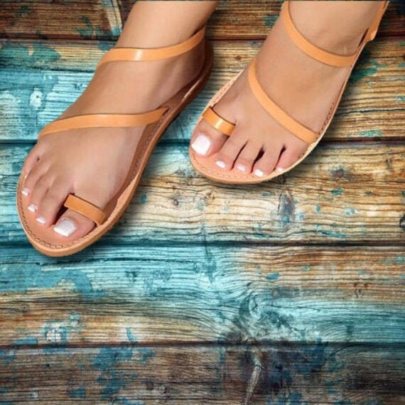 Greek Leather Sandals Toe Loop Sandals Thongs Flip Flops - Etsy