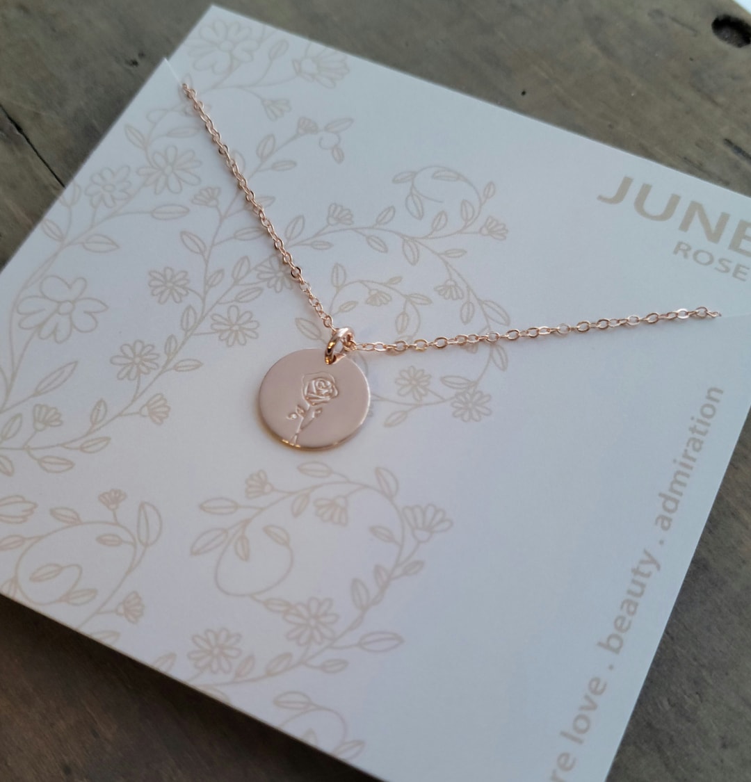June Birth Flower Necklace . Rose Jewelry . Gifts for Mom . Summer ...