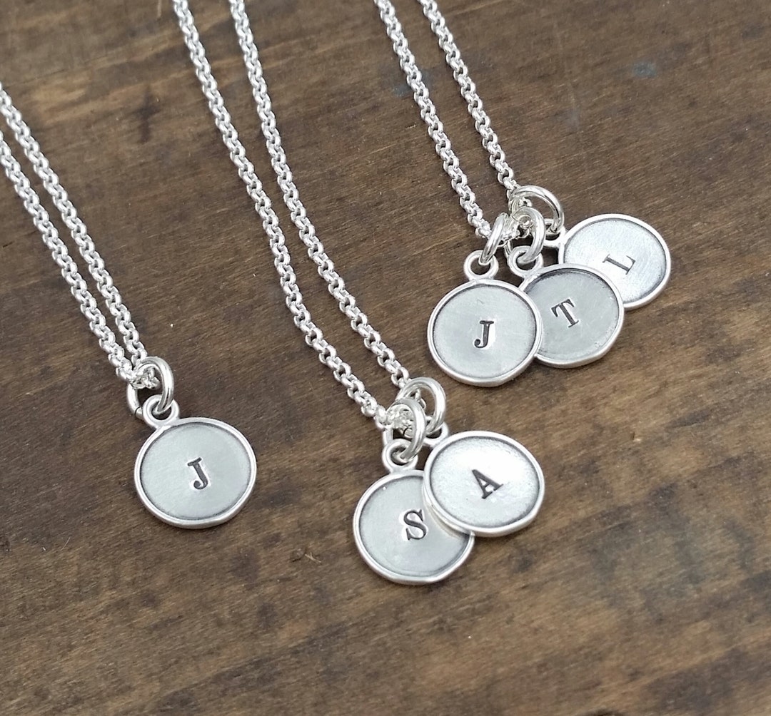 The JOSIE Tiny Artisan Style Initial Necklace . Personalized Initial ...