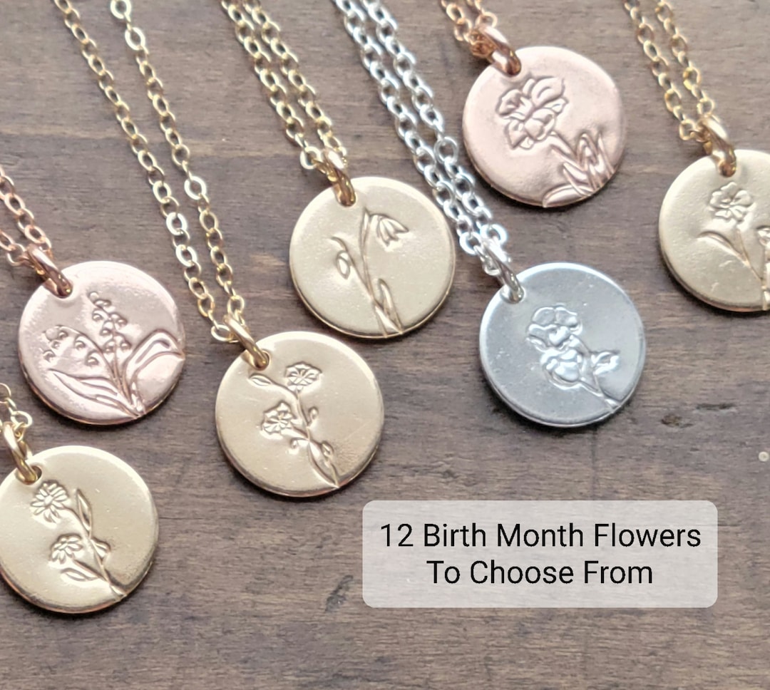 Personalized Birth Flower Necklace . Personalized Birthday - Etsy