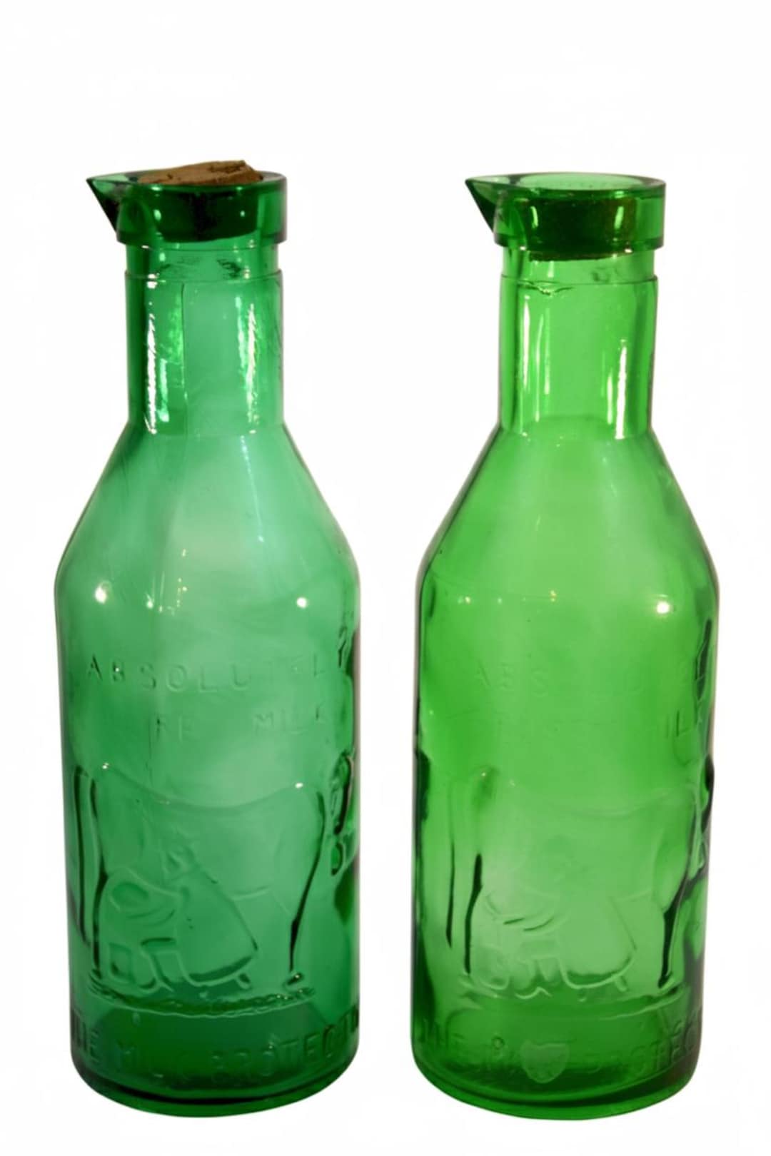 1940's Absolutely Pure "the Milk Protector" Emerald Green Glass Milk ...