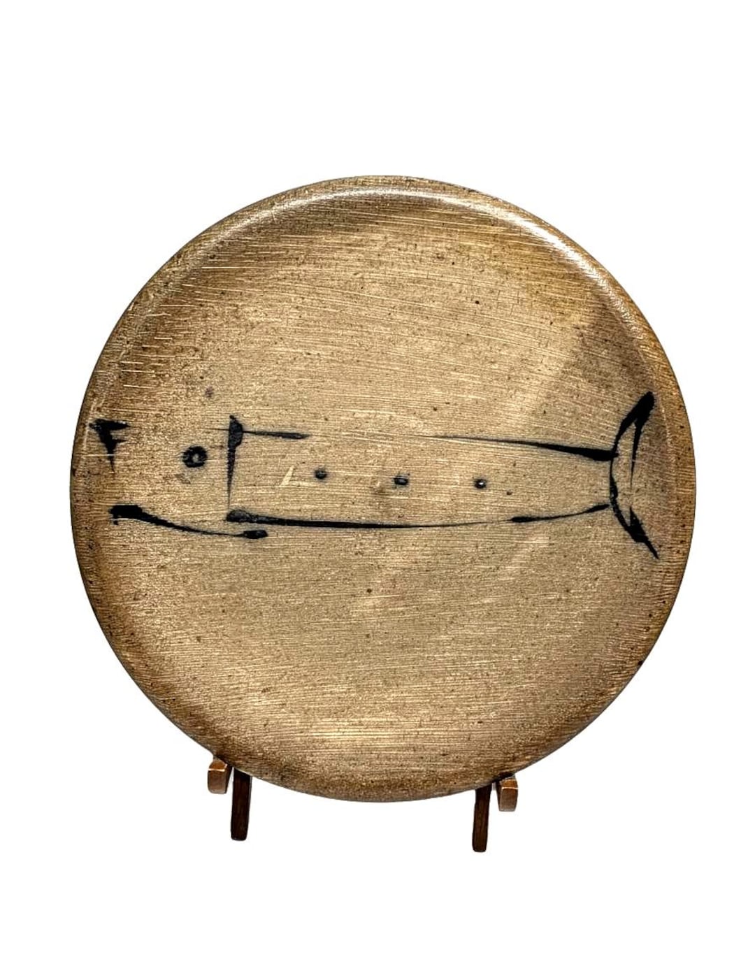 Sam Taylor, Dogbar Pottery, 9.5" Plate, Rockfish Motif, Iron Brushwork ...