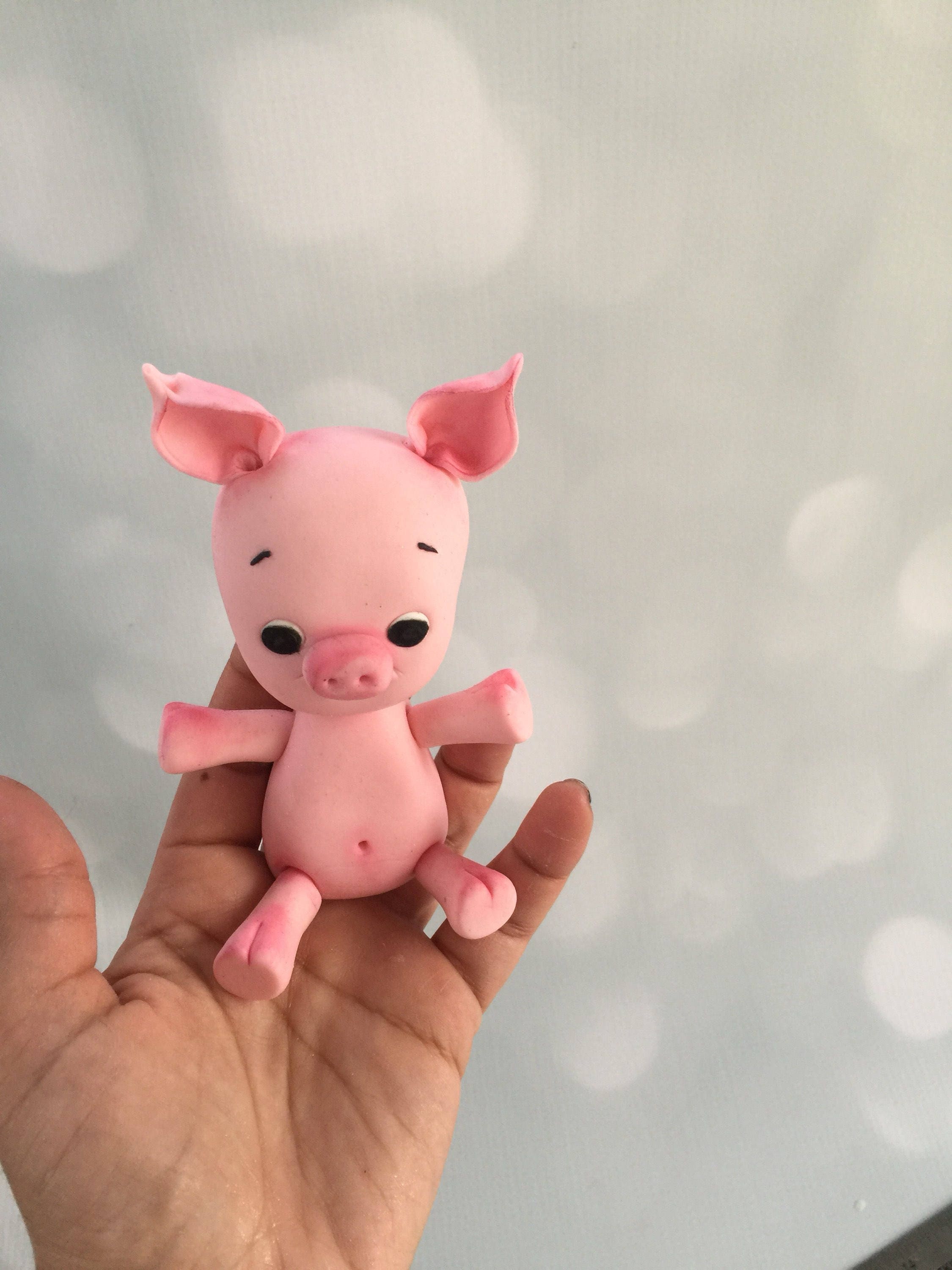 Fondant pig Gumpaste pig Farm cake topper Edible Pig Edible | Etsy