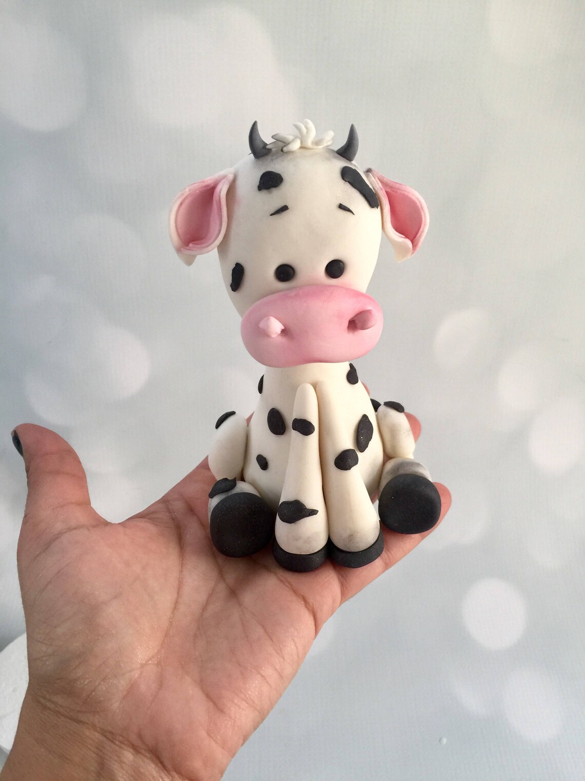 Fondant Cow Gumpaste Cow Farm Cake Topper Edible Cow Edible Cake Topper ...