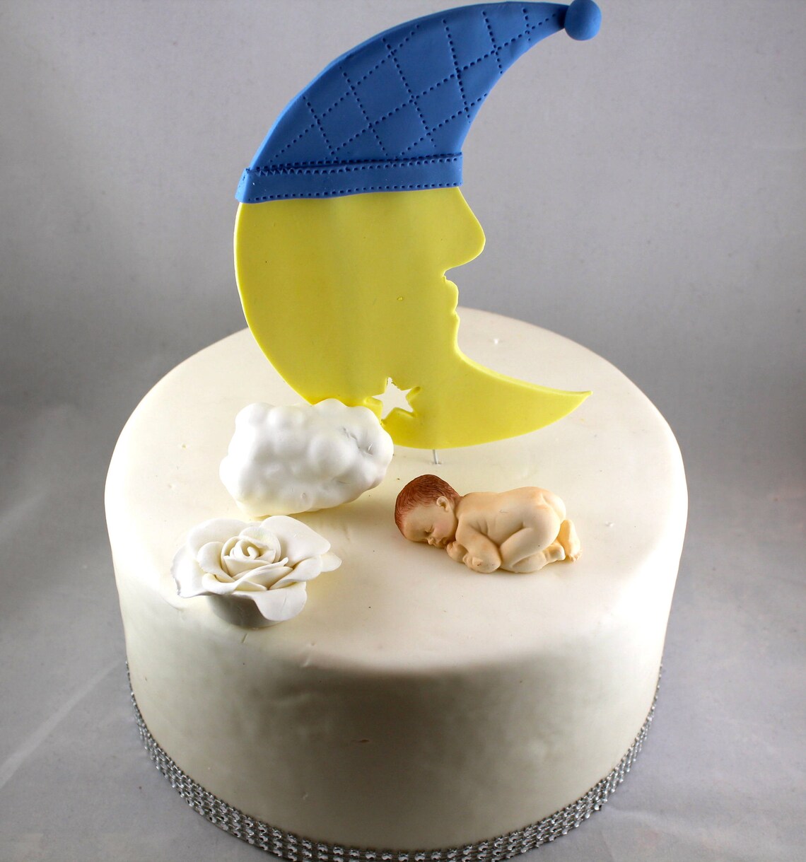 Half Moon Gumpaste Cake Topper Baby Shower Topper Twinkle - Etsy